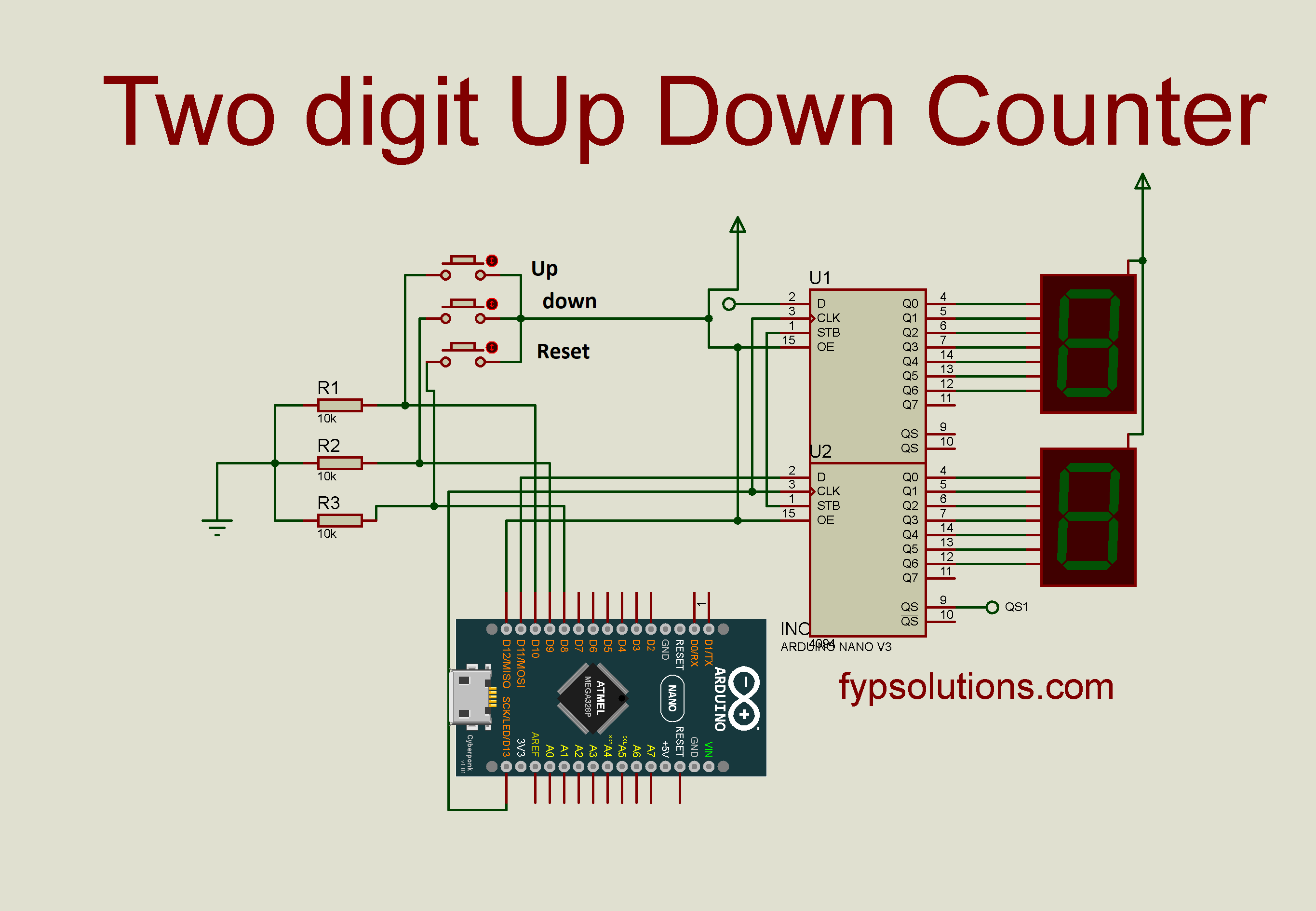 Two Digit Up Down Counter Arduino Nano Circuit Fyp Solutions